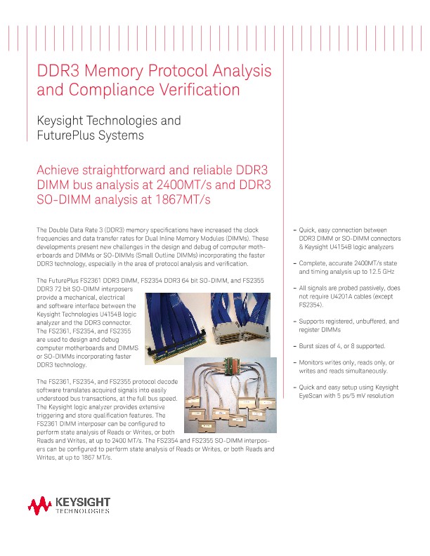 DDR3 Memory Protocol Analysis and Compliance Verification PDF Asset Page | Keysight